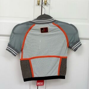 Diesel | Tops | Diesel Gray Nylon And Mesh Zip Up Crop Top | Poshmark